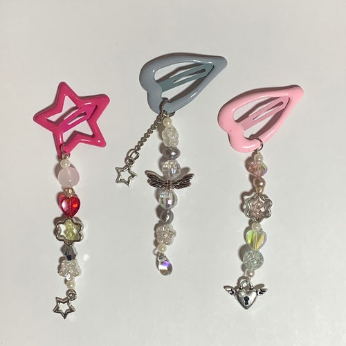 Star Hair Clips / Beaded Star Hair Clips / Star Fairycore - Etsy