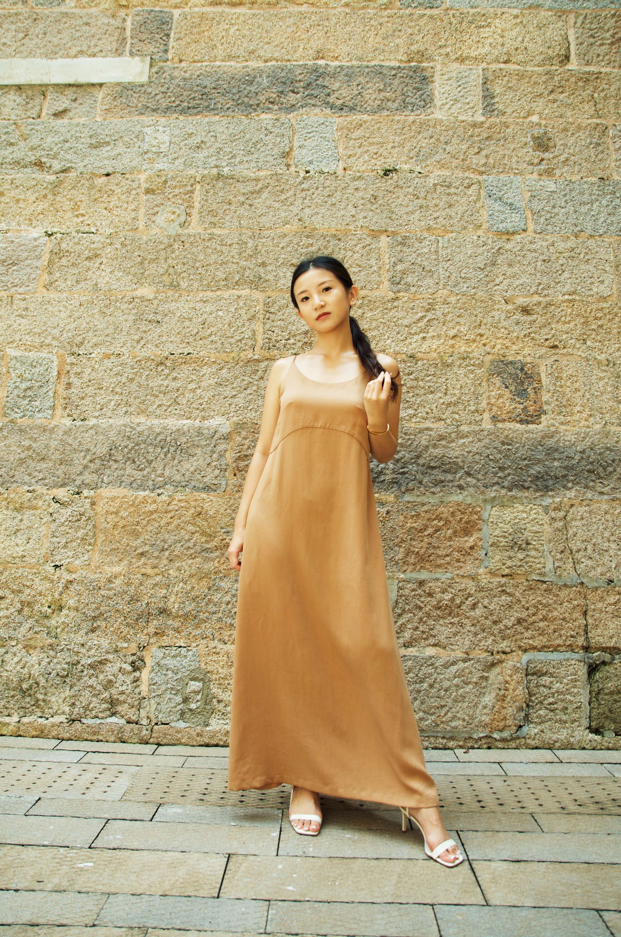 Lila Lyocell Dress in Ochre, Women's Fashion, Minimalist Fashion, Maxi ...
