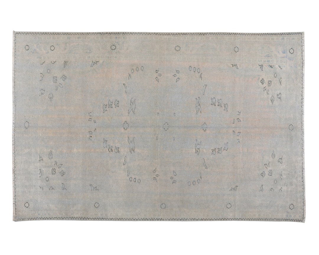 6x8 Turkish Rug, Gray Oushak Rug, Low Pile Rug, Handmade Rug 6x8 ...