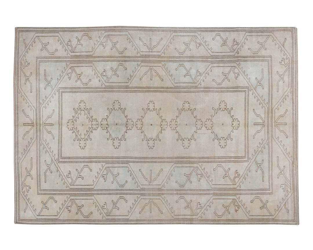 6x9 Vintage Rug, Neutral Beige 6x9 Rug, Turkish Rug, Neutral Oushak Rug ...