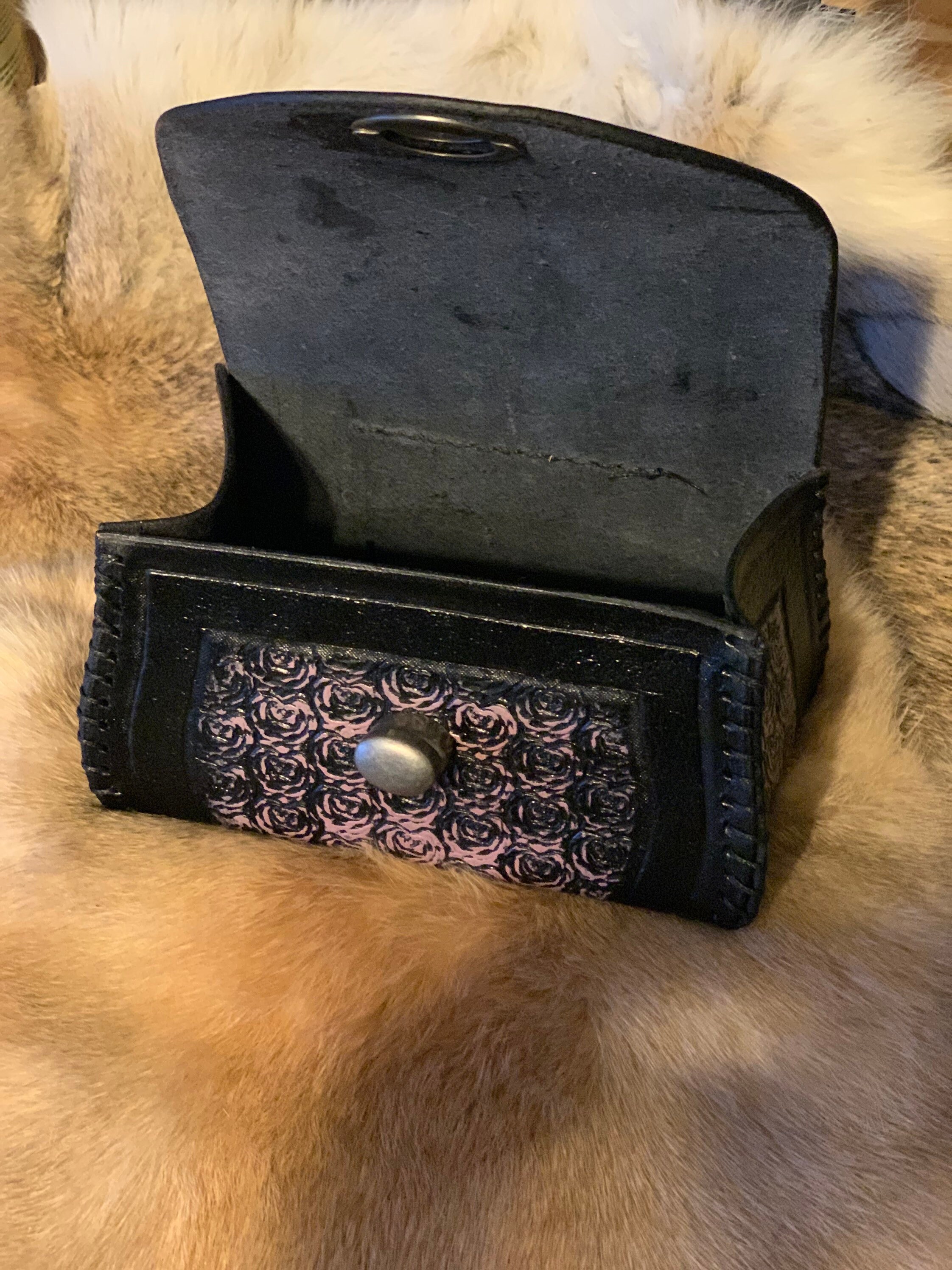 Leather Rose Pouch - Etsy