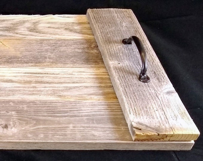 Rustic Serving Tray With Metal Handles and 100% Reclaimed Wood - Etsy