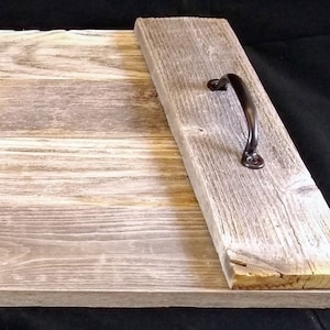 Rustic Serving Tray with Metal Handles and 100% Reclaimed Wood | Etsy