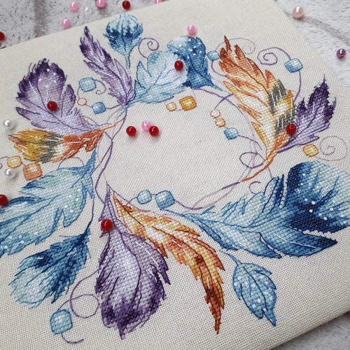 Feathers Cross Stitch Pattern 15 Instant PDF Download Feather - Etsy