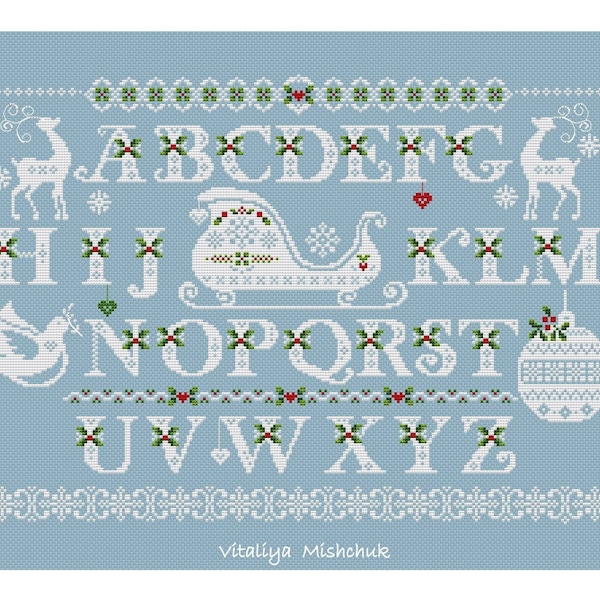 Christmas Alphabet Cross Stitch Pattern - Etsy