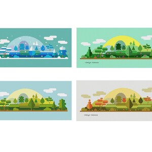 Four Seasons Cross Stitch Pattern Landscape Nature Winter Spring Summer ...