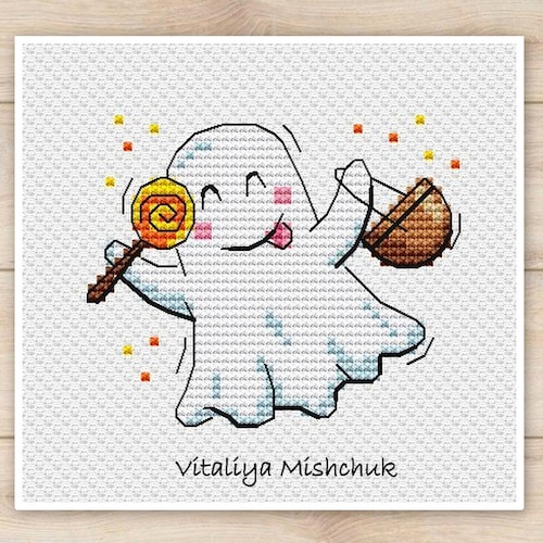 Ghost Cross Stitch Pattern Halloween Cross Stitch Pattern - Etsy