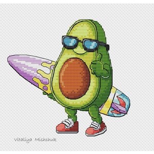Avocado Cross Stitch Pattern Summer PDF Cute Funny Cool for Kids ...