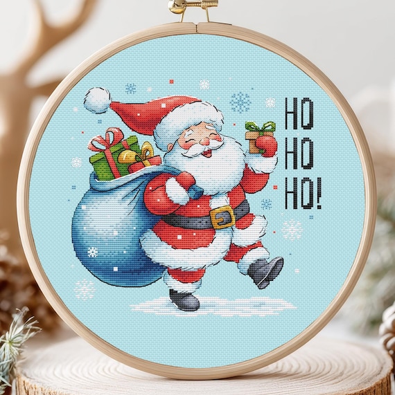 Santa Claus Cross Stitch Ho Ho Ho Santa Cross Stitch Pattern PDF File