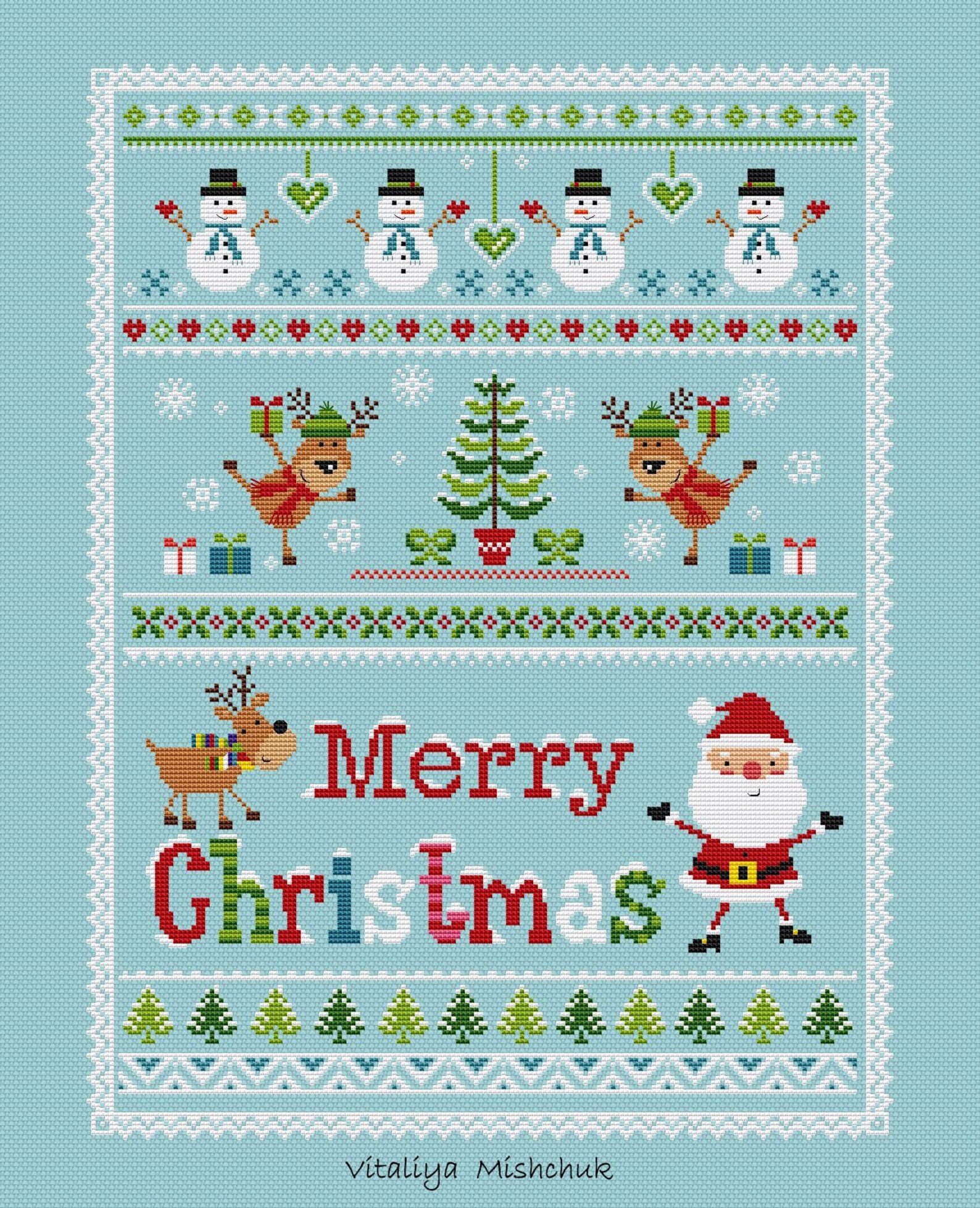 Christmas Sampler Cross Stitch Pattern Primitive Winter - Etsy