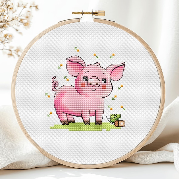 Pig Cross Stitch - Etsy