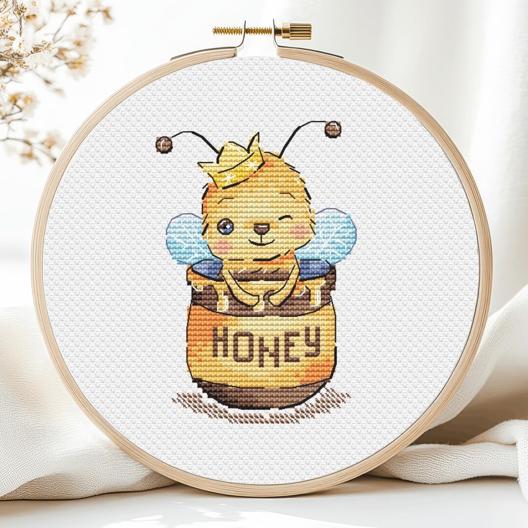 Bee Cross Stitch Pattern PDF Honey Insect Queen Counted Bumblebee ...