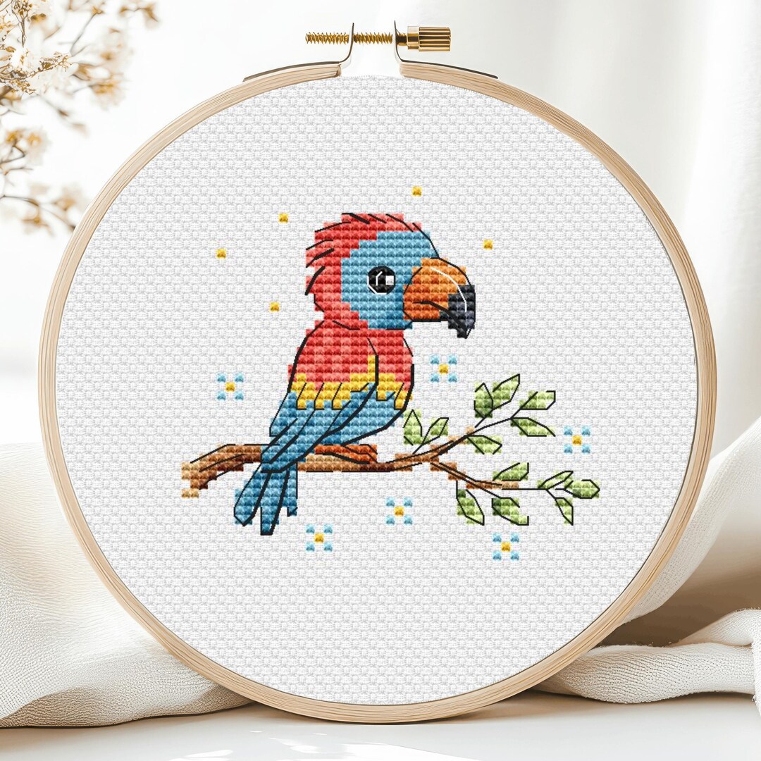 Small Parrot Cross Stitch Pattern African Bird Animal Baby Mini Kids ...