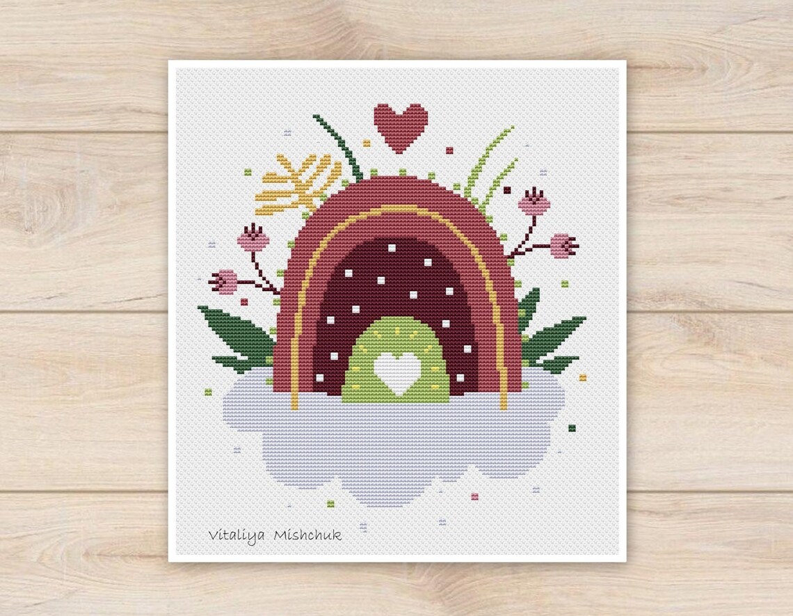 Rainbow Cloud Cross Stitch Pattern Pdf Modern Baby Girl for - Etsy