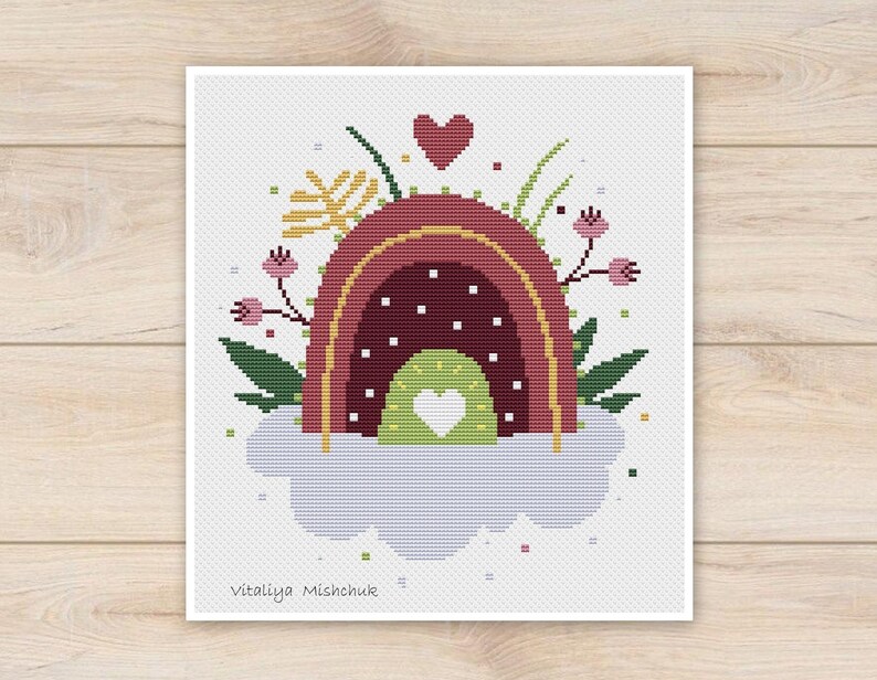 Rainbow Cloud Cross Stitch Pattern Pdf Modern Baby Girl for - Etsy