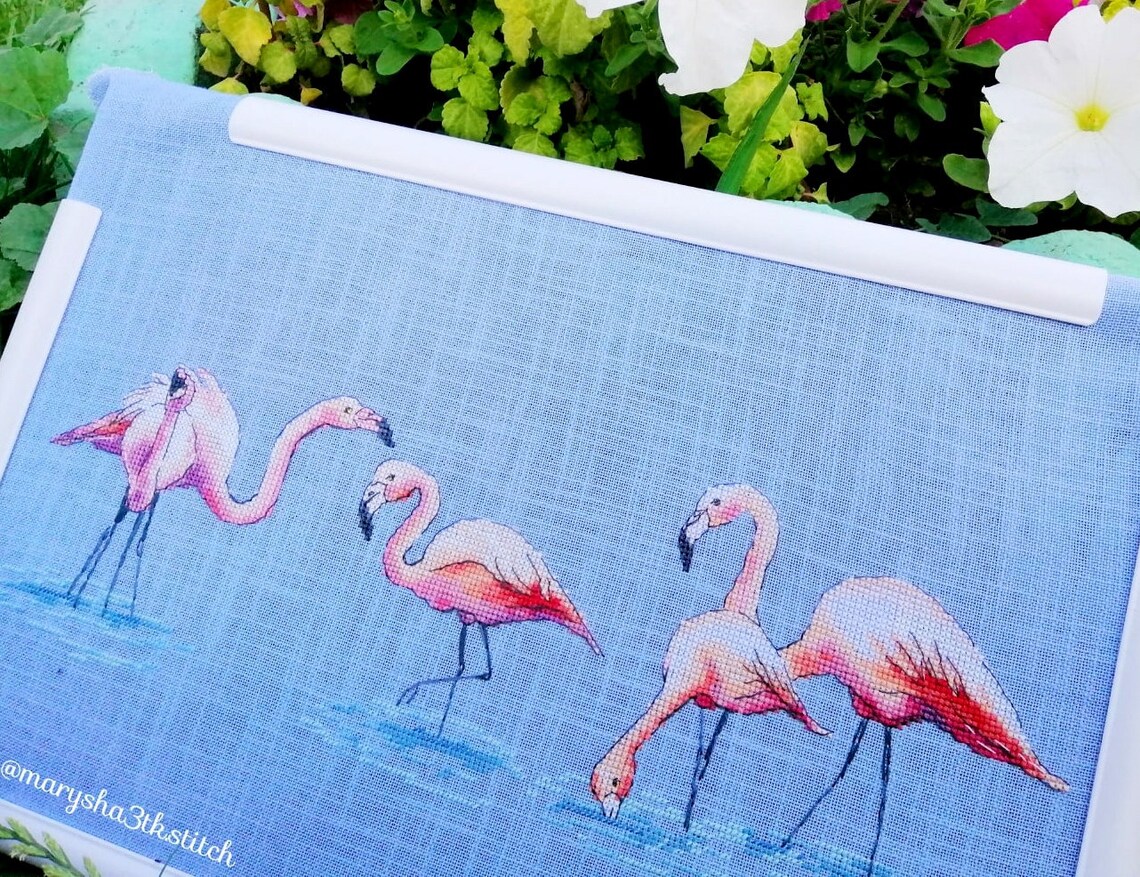 Flamingo Cross Stitch Pattern Pdf Watercolor Bird Cross | Etsy