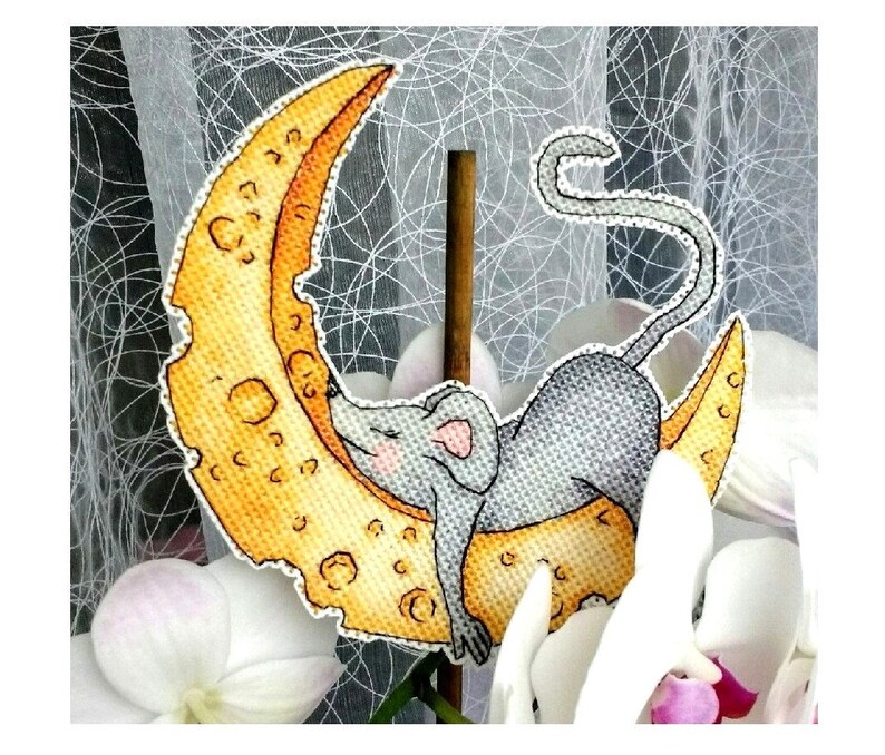 Mouse Cross Stitch Pattern Cheese Colorful Art DIY X Stitch - Etsy
