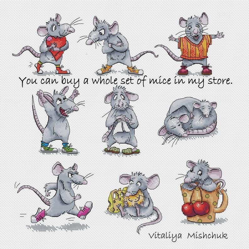 Mouse Cross Stitch Pattern PDF Small Animals Dmcx-stitch Chart - Etsy