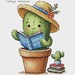 Cactus Book Cross Stitch Pattern Succulent Plants Reading Books Floral ...