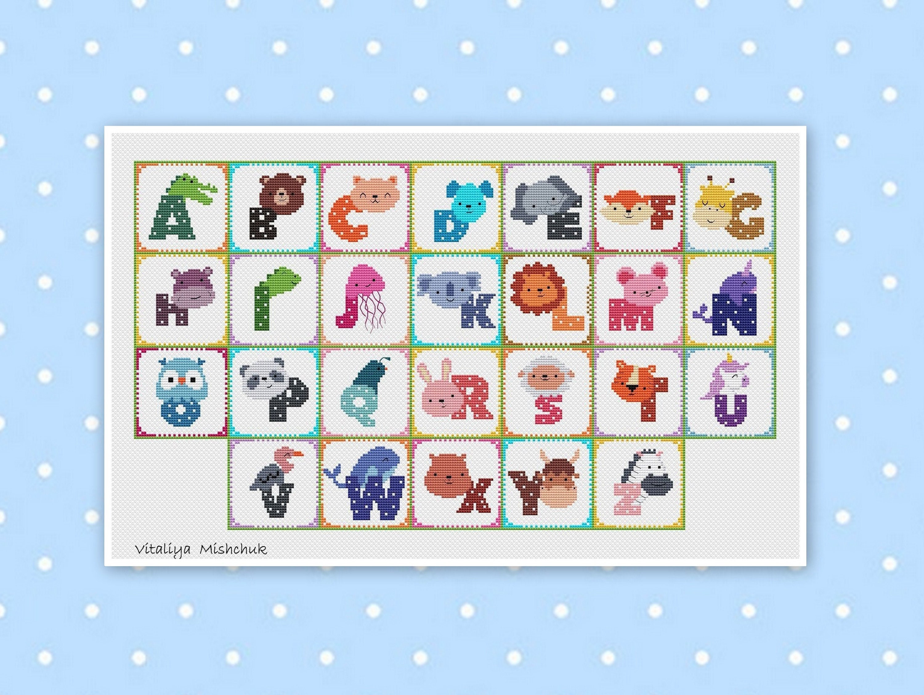 Baby Alphabet Cross Stitch Pattern Letters Baby Animal Easy - Etsy