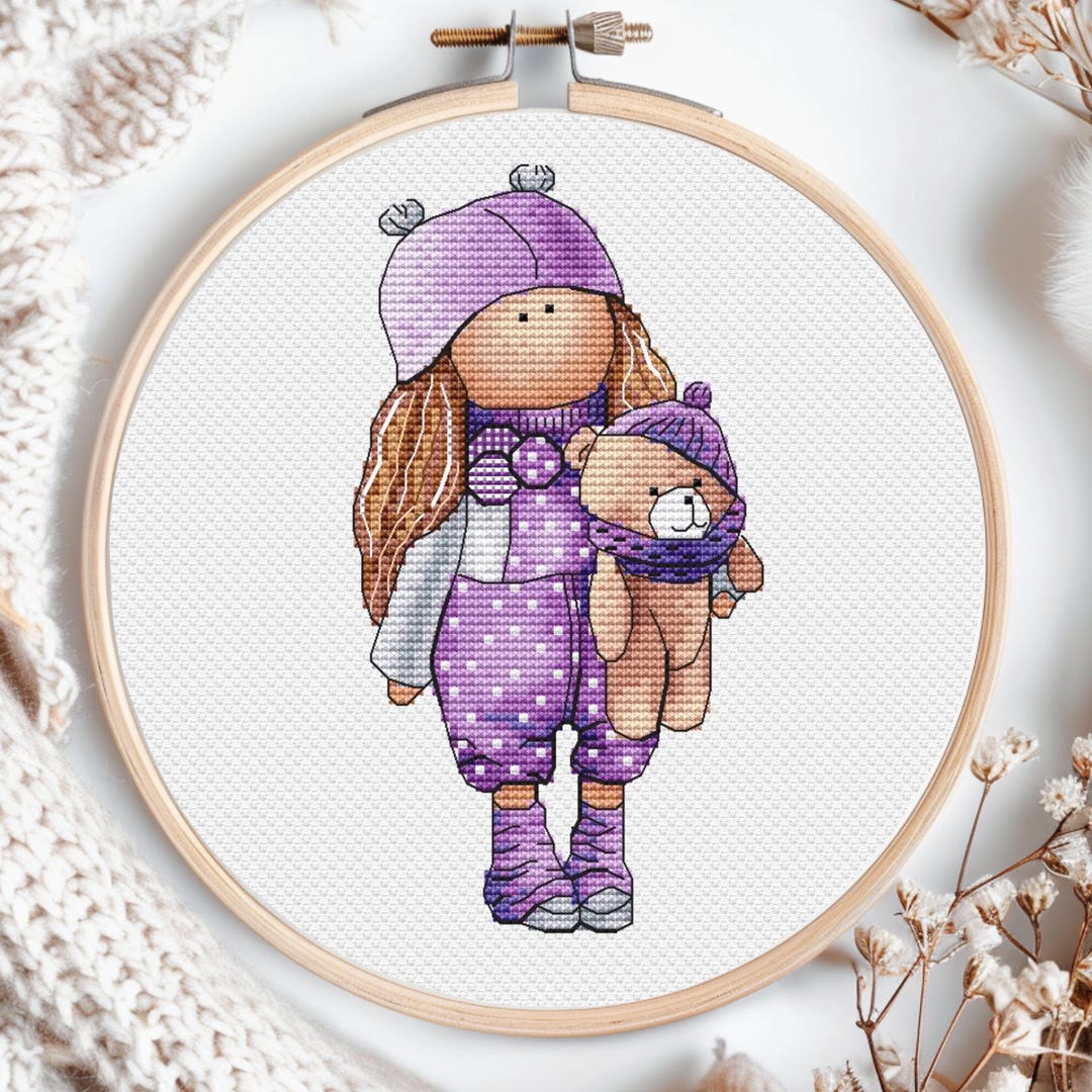 Tilda Doll Cross Stitch Pattern Teddy for Baby Girl Kisd Child Room ...