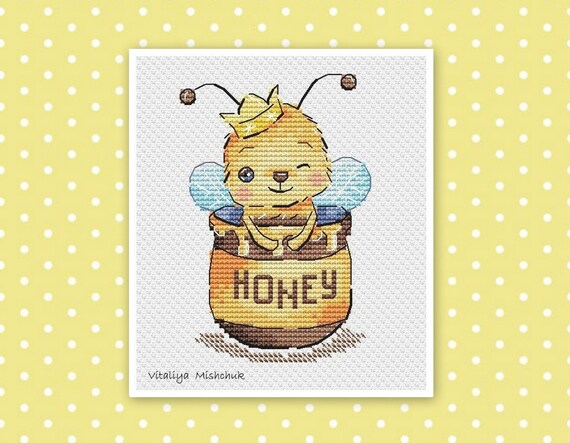 Bee Cross Stitch Pattern PDF Honey Insect Queen Counted | Etsy