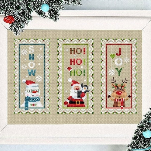 Christmas Bookmarks Cross Stitch Pattern Set of 3 Primitive - Etsy