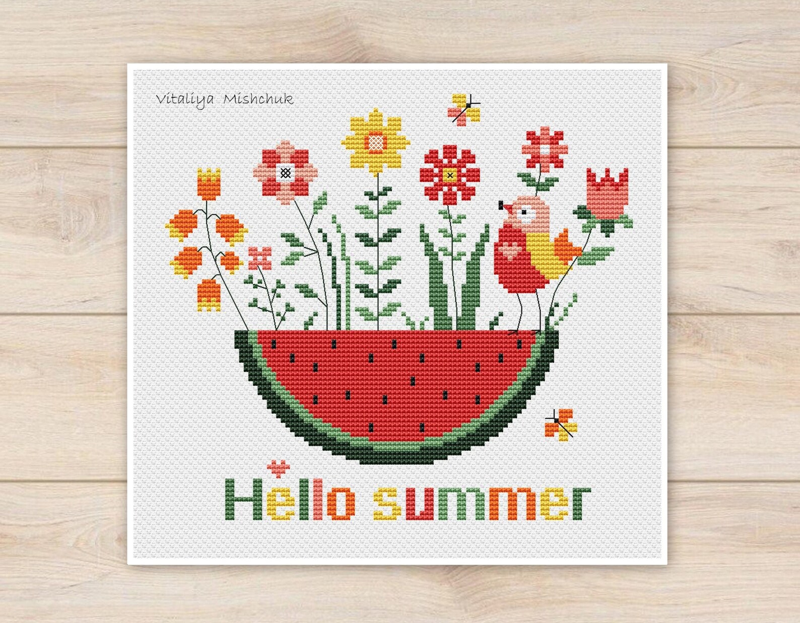 Summer Cross Stitch Pattern PDF Watermelon Fruits Hello Summer - Etsy