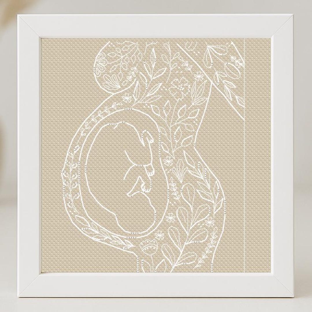 Pregnant Cross Stitch Pattern Baby Shower Cross Stitch Horizontal Art ...