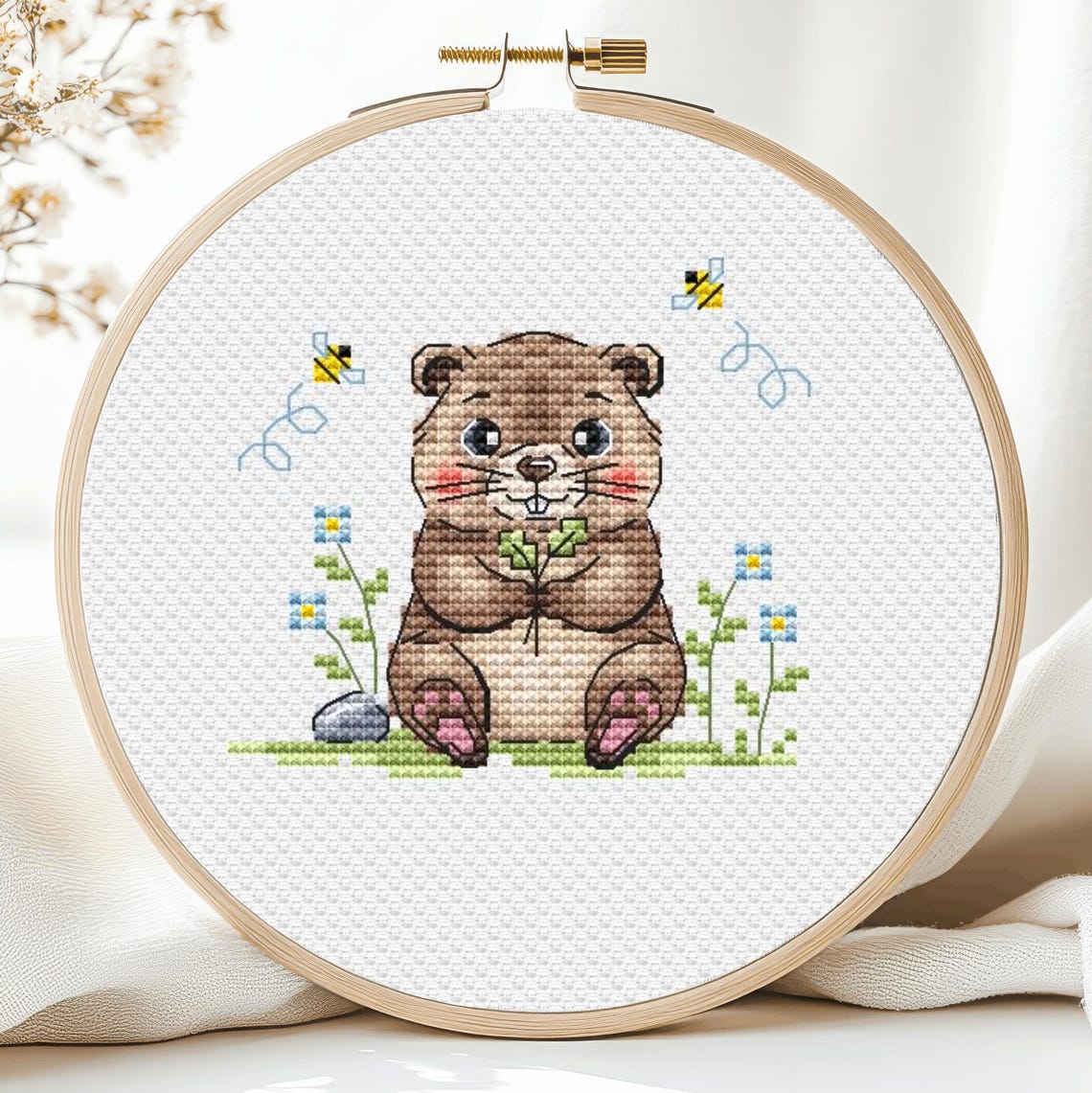 Marmot Cross Stitch Pattern Small Forest Animal Woodchuck Woodland Wild ...