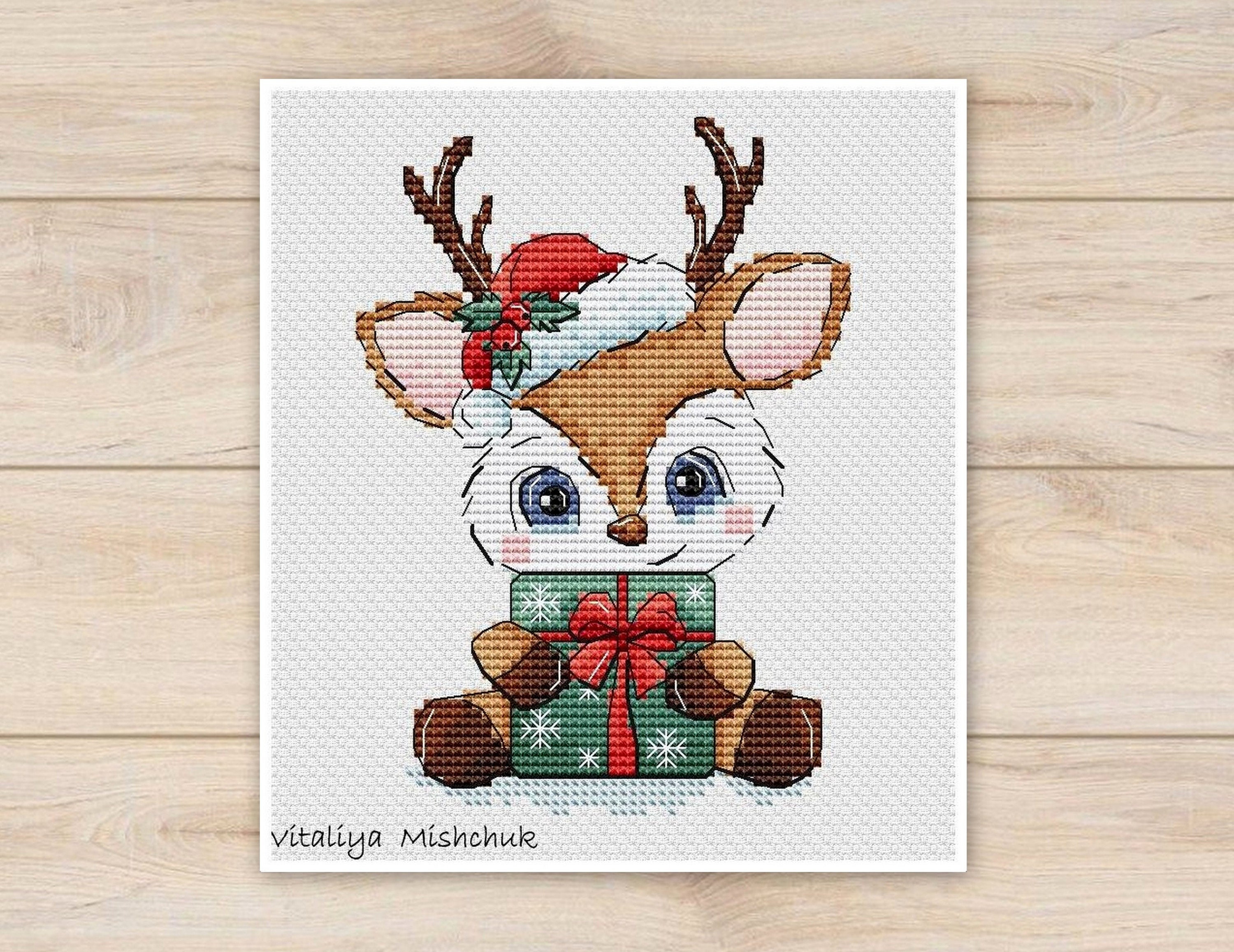 Christmas Cross Stitch Pattern Deer Animal Decoration Small - Etsy