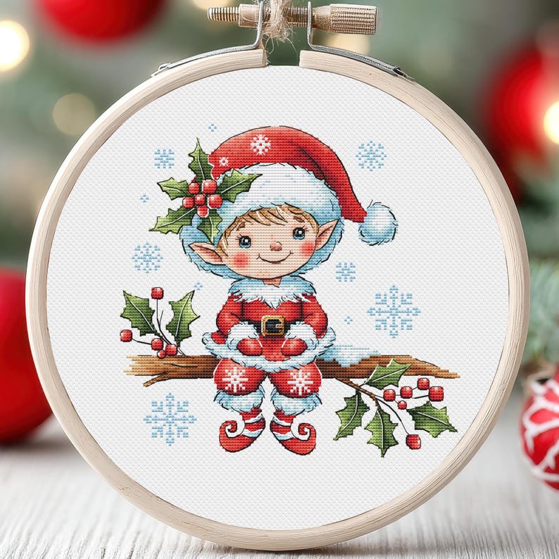 Christmas Elf Cross Stitch Pattern Pdf Holiday Xmas Decoration Santa ...