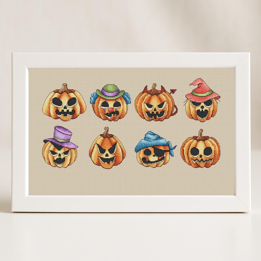 Halloween Pumpkins Cross Stitch Patterns Spooky Scary Set Nightmare ...