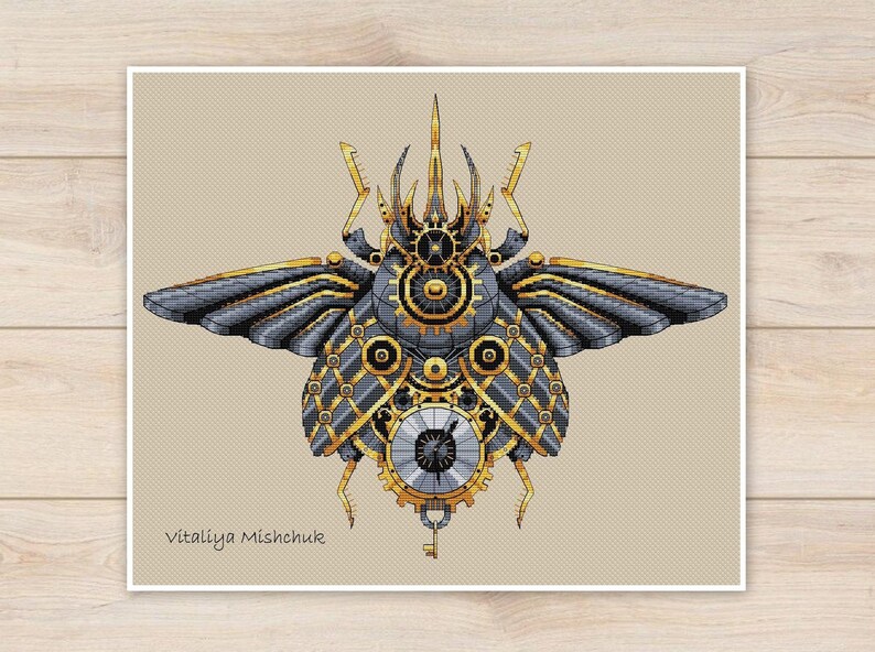 Insects Cross Stitch Pattern PDF Beetle Steampunk Cross Stitch - Etsy