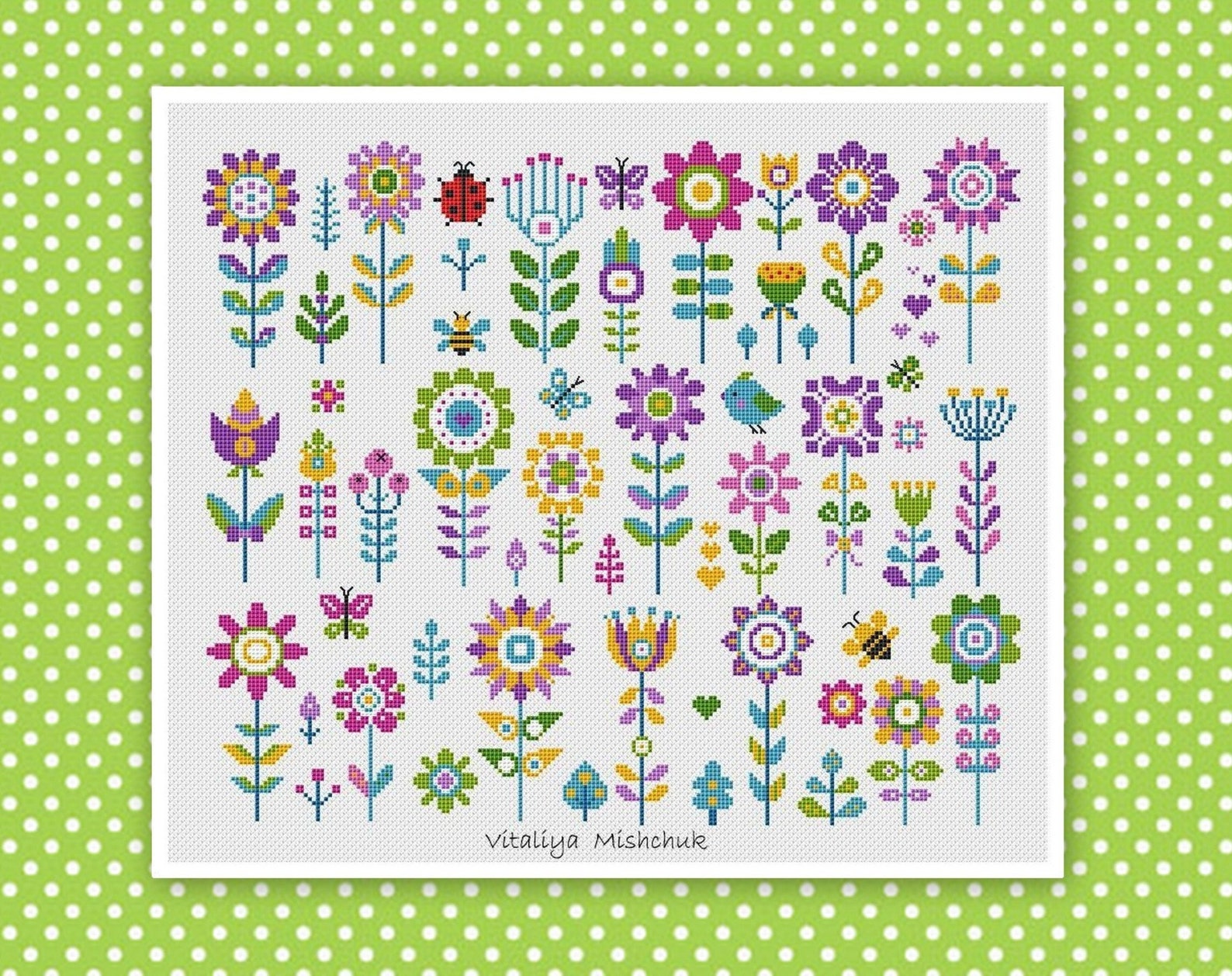 Small Flower Cross Stitch Pattern Floral Folk Mini Set Garden - Etsy
