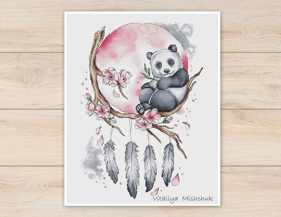 Panda Cross Stitch Pattern Watercolor Animals Horizontal - Etsy