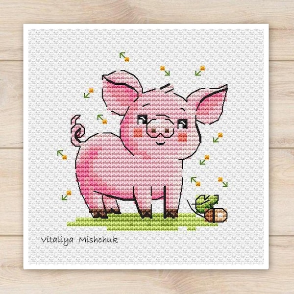 Pig Cross Stitch - Etsy
