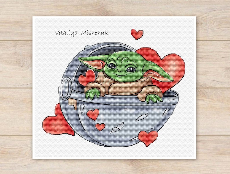Baby Yoda Cross Stitch Pattern Yoda Mandalorian Colorful Baby - Etsy