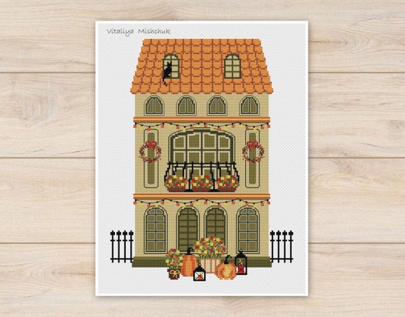Autumn House Cross Stitch Pattern PDF Cottage Victorian - Etsy