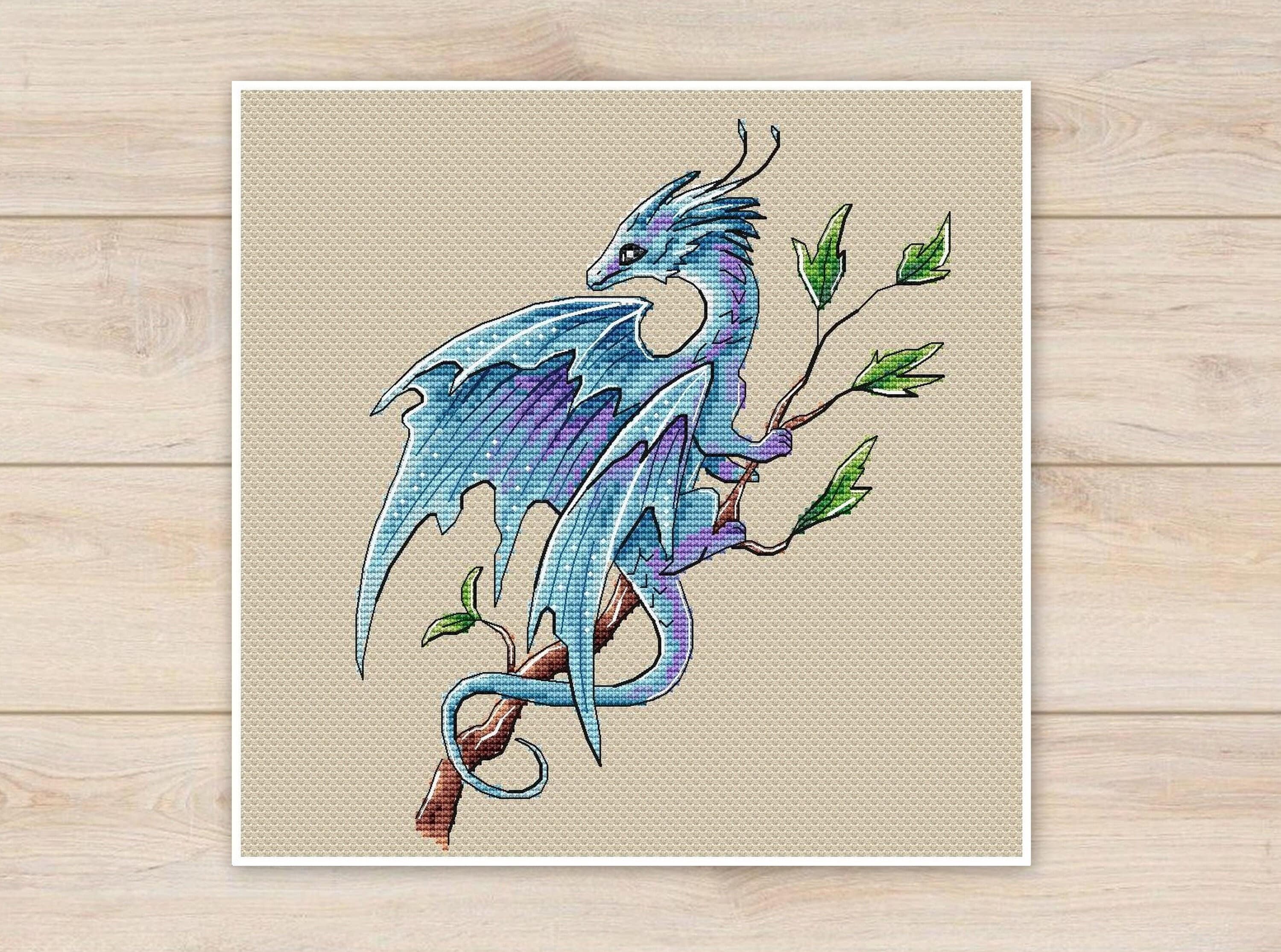 Dragon Cross Stitch Pattern PDF Purle Dragon Cross Stitch - Etsy