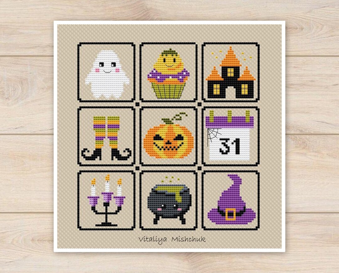 Halloween Sampler Cross Stitch Pattern PDF Easy Simple Primitive Small ...