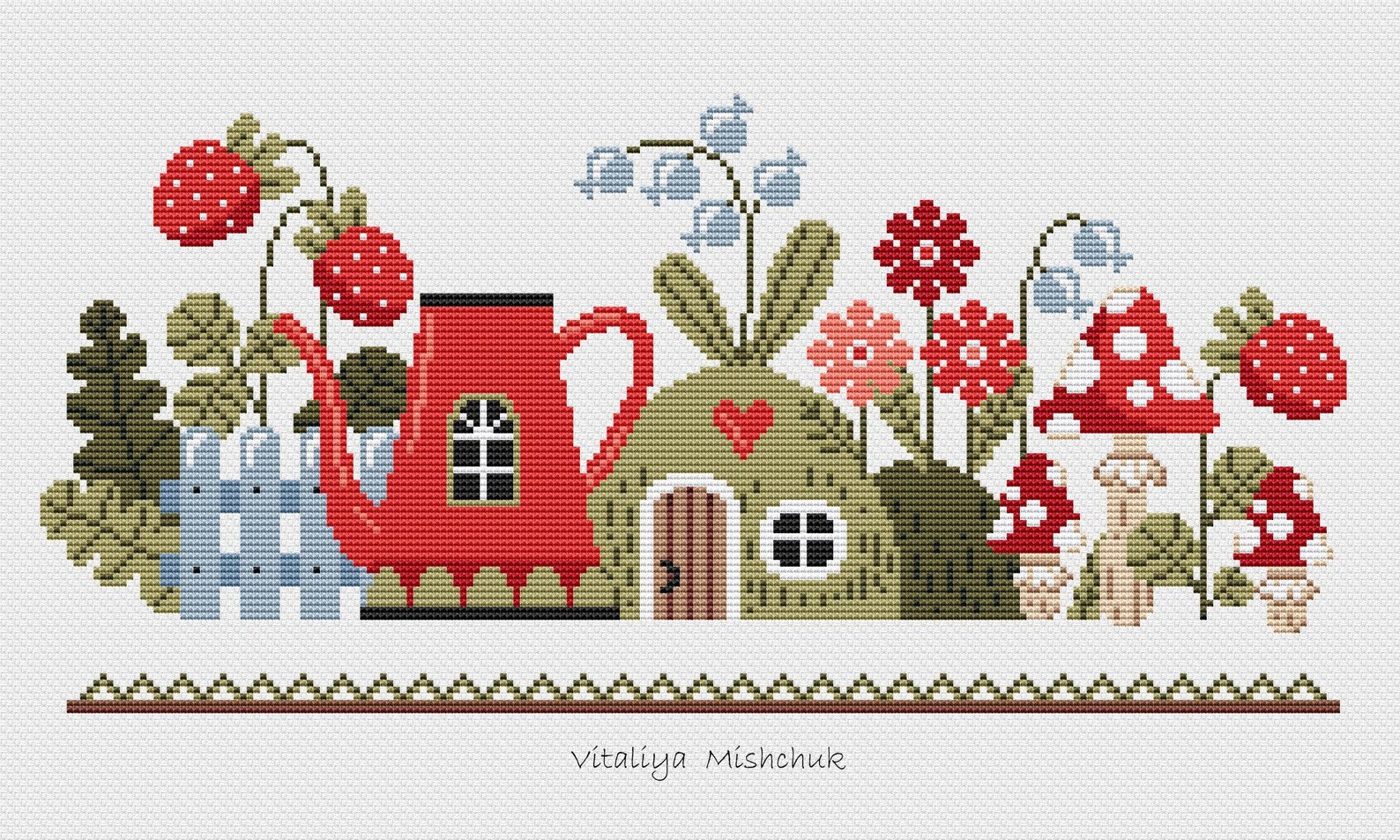 Autumn House Cross Stitch Pattern PDF Forest Cozy Mushrooms Toadstool ...