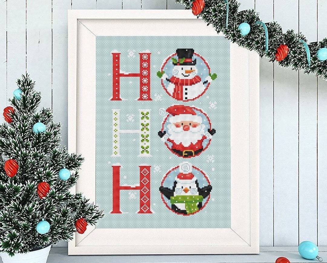 Christmas Ho Ho Ho Cross Stitch Pattern PDF Ornament Easy Simple Xmas ...