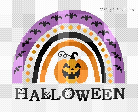 Halloween Set Cross Stitch Pattern PDF Pumpkin Boo Scary Easy - Etsy