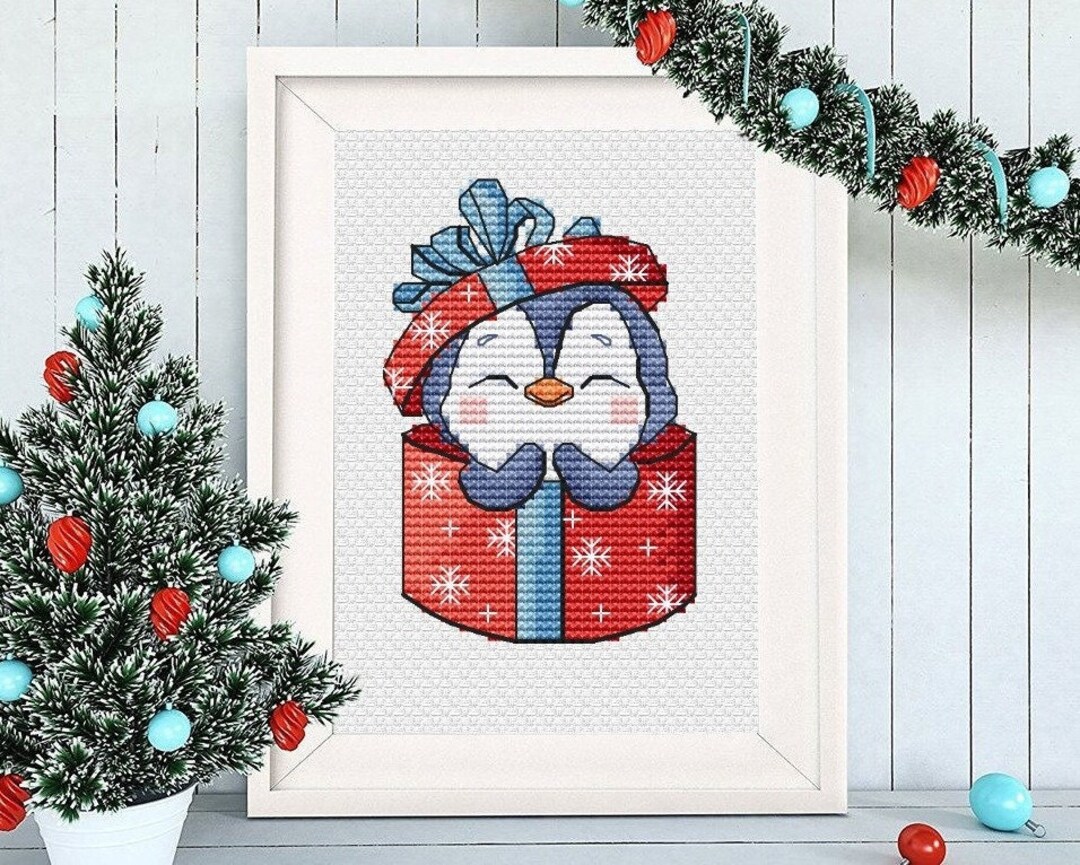 Christmas Cards Cross Stitch Pattern Pdf Penguin Small Animal Ornament ...