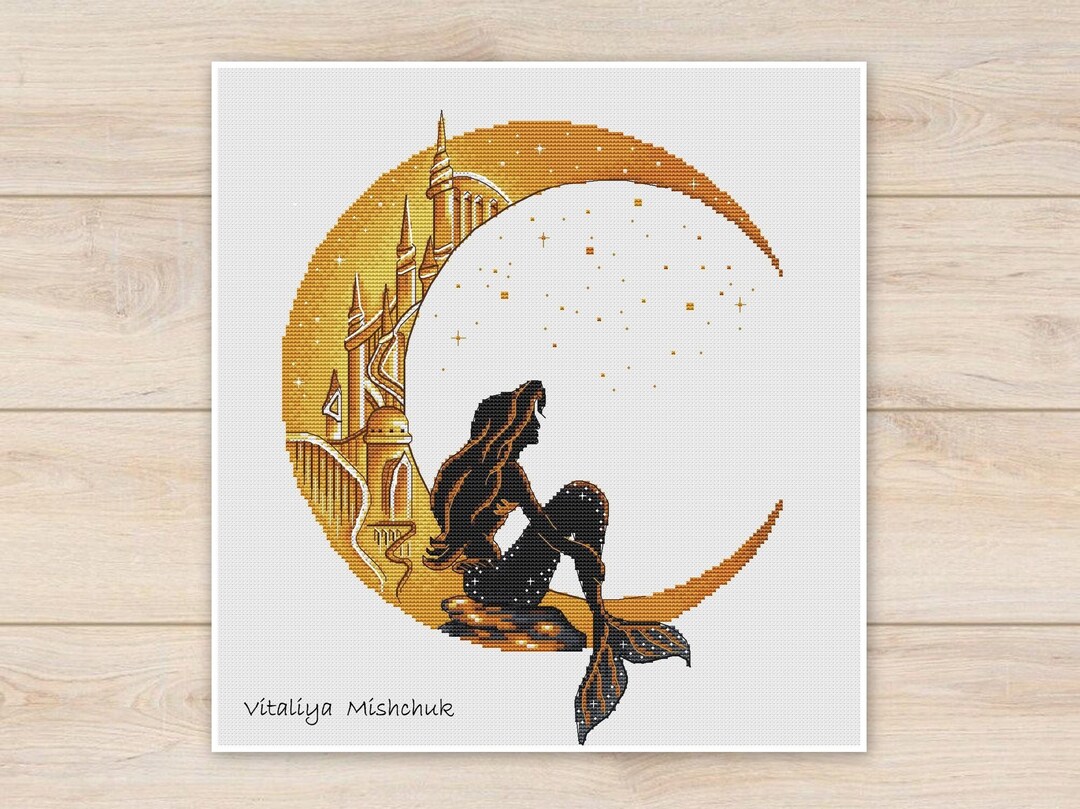 Mermaid Cross Stitch Pattern Princess Cross Stitch for Girls Modern DIY ...
