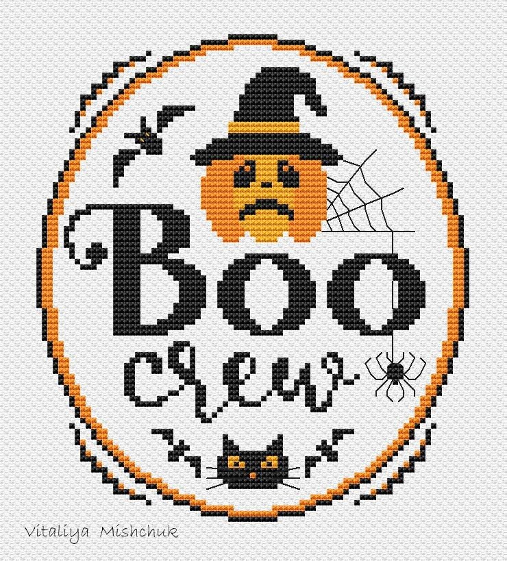 Halloween Set Cross Stitch Pattern PDF Pumpkin Boo Scary Easy Simple ...