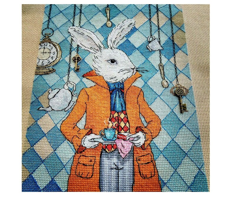 Alice in Wonderland Cross Stitch White Rabbit DIY X-stitch Chart ...