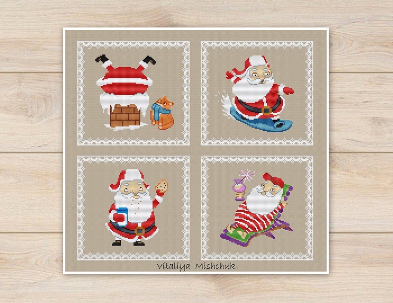 Christmas Santa Cross Stitch Pattern Primitive Christmas - Etsy