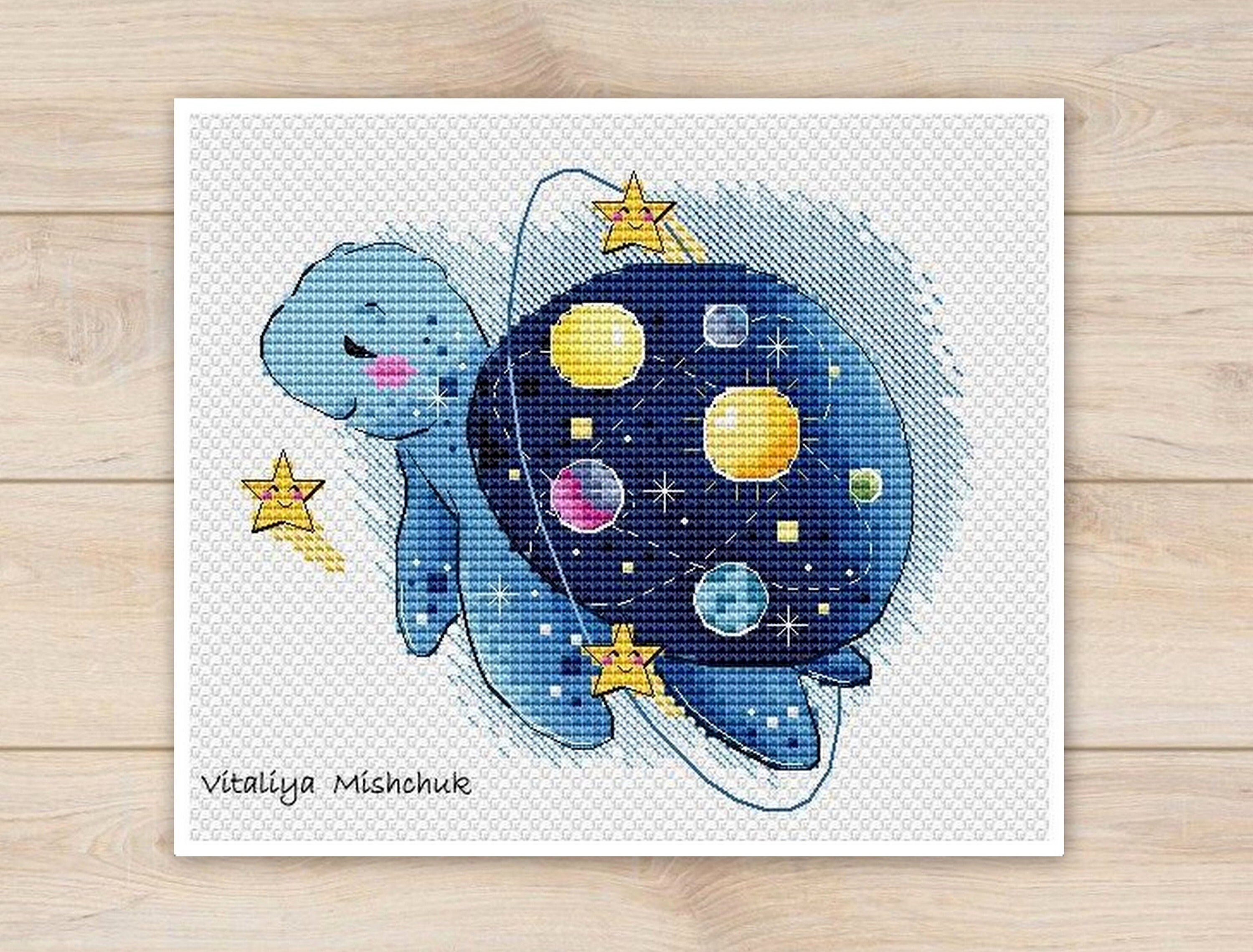 Galaxy Cross Stitch Pattern PDF Turtle Solar System Planets - Etsy